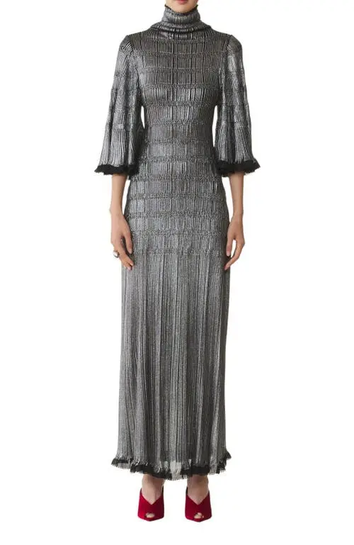 LANVIN Metallic Viscose Knit Midi Dress