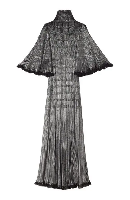 LANVIN Metallic Viscose Knit Midi Dress