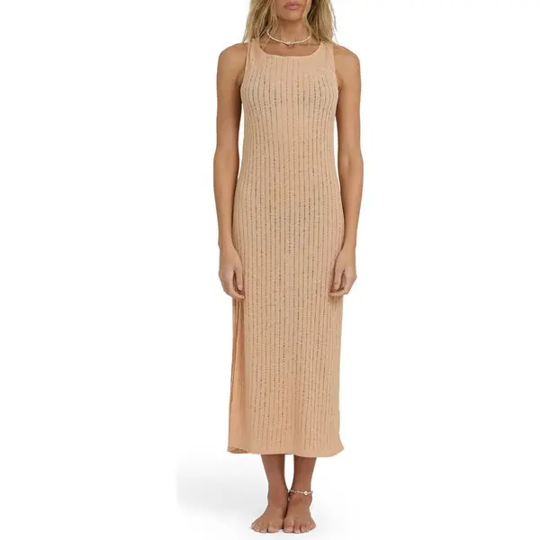 BILLABONG Semisheer Cotton Blend Cover-up Maxi Dress - Natural