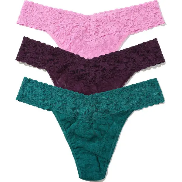 Hanky Panky Holiday Cracker Assorted 3-pack Original Rise Thongs - Horizon/moonstone/stone Fruit