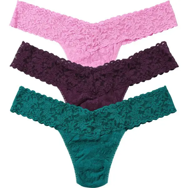 Hanky Panky Holiday Cracker Assorted 3-pack Low Rise Thongs - Horizon/moonstone/stone Fruit