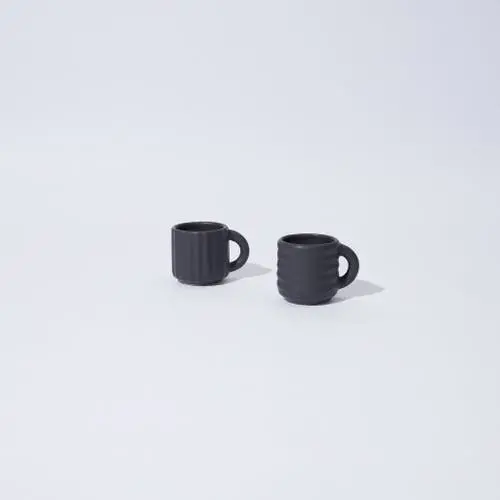 FORM & SEEK Ripple Espresso Cupsset Of 2 - Black