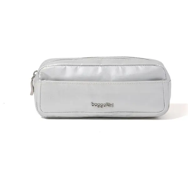 BAGGALLINI Long Pocket Cosmetic Bag - Silver Metallic