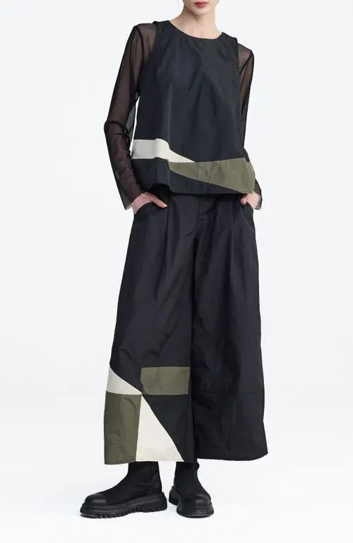 LUUKAA Tallora Asymmetric Taffeta Top