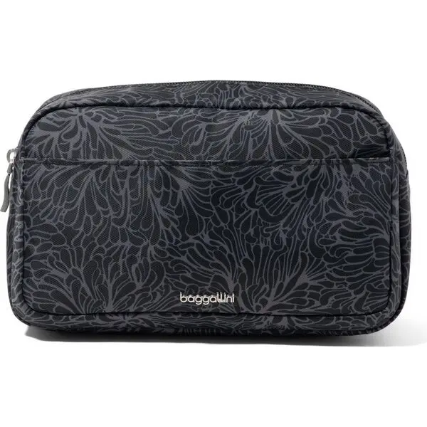 BAGGALLINI Pocket Cosmetic Bag With Brush Organization - Midnight Blossom Print