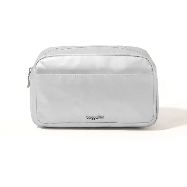 BAGGALLINI Pocket Cosmetic Bag With Brush Organization - Silver Metallic