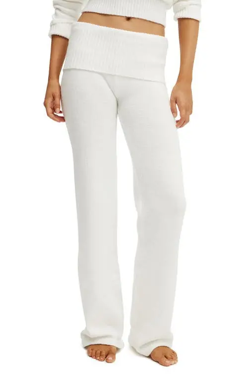 Cotton:on Roll Waist Fluffy Knit Pant - Coconut Milk