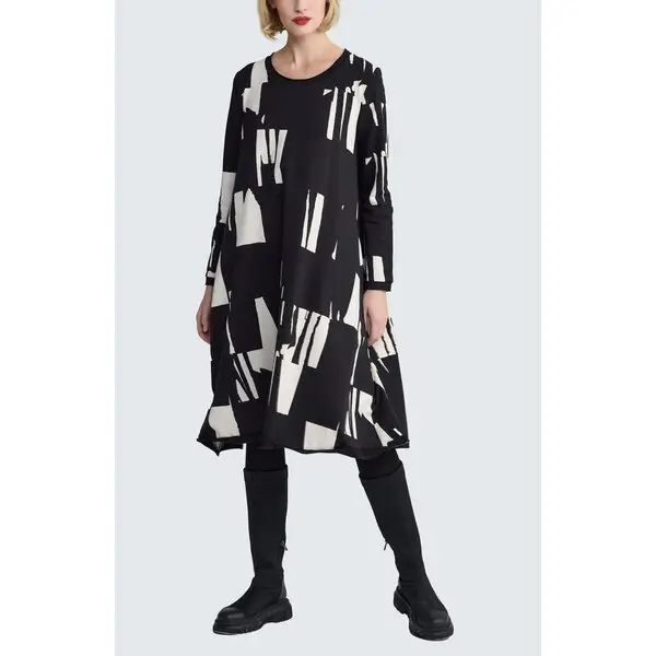LUUKAA Printed Jersey Midi Dress - Ivory Black