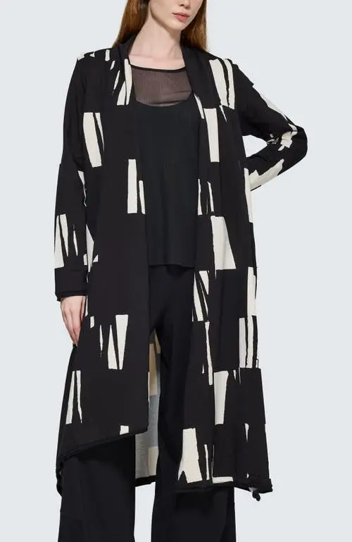 LUUKAA Printed Cotton Jersey Duster - Ivory Black