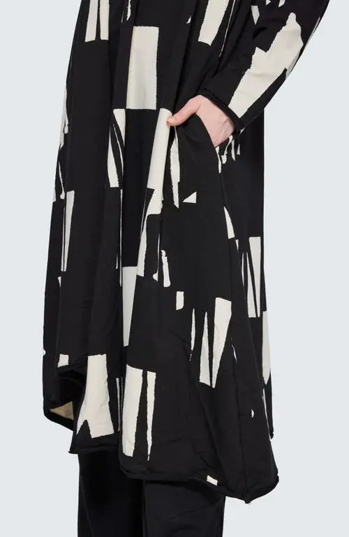 LUUKAA Printed Cotton Jersey Duster - Ivory Black
