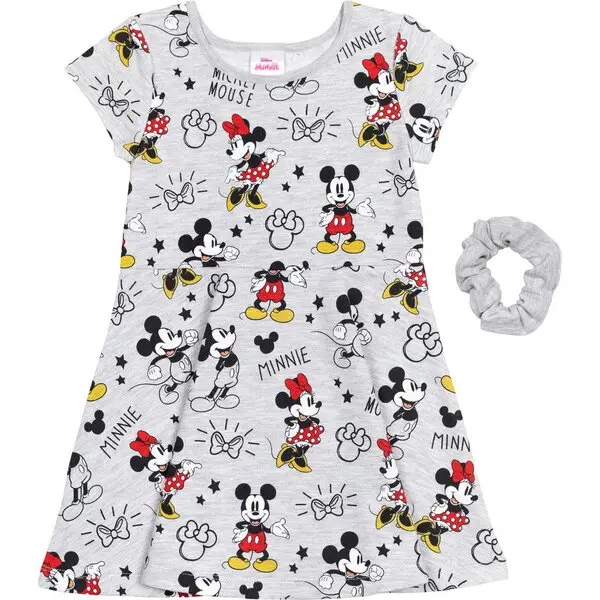 Disney Skater Dress & Scrunchie Set - Minnie Mouse Gray