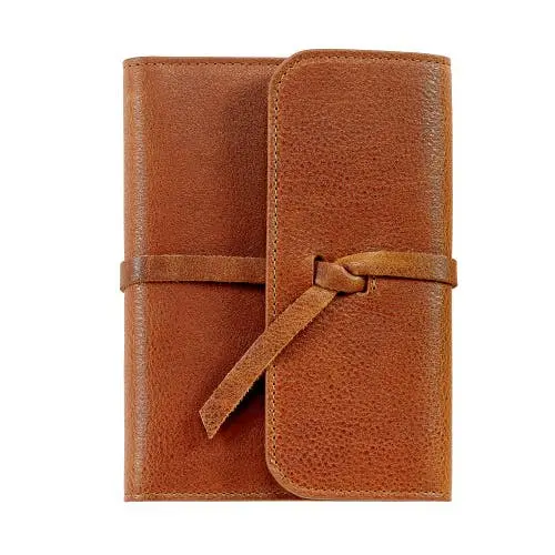 GRAPHIC IMAGE 7" Leather Wrapped Refillable Journal - Cognac