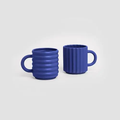 FORM & SEEK Ripple Mugsset Of 2 - Blue