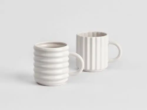FORM & SEEK Ripple Mugsset Of 2 - White