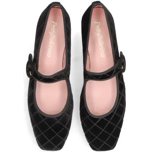 Pretty Ballerinas Square Toe Criss-cross Mary Jane - Black