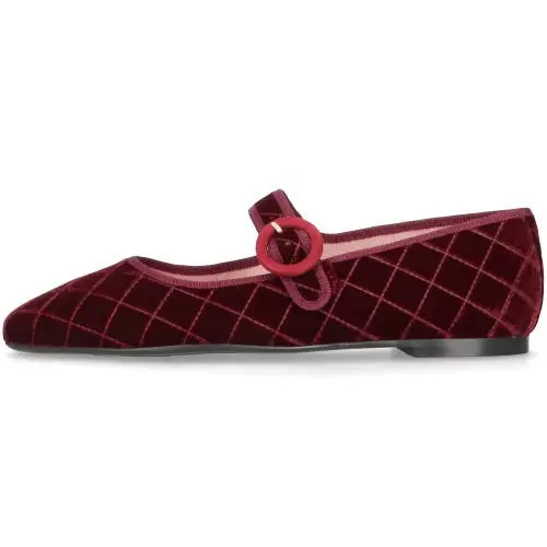 Pretty Ballerinas Square Toe Criss-cross Mary Jane - Wine Red