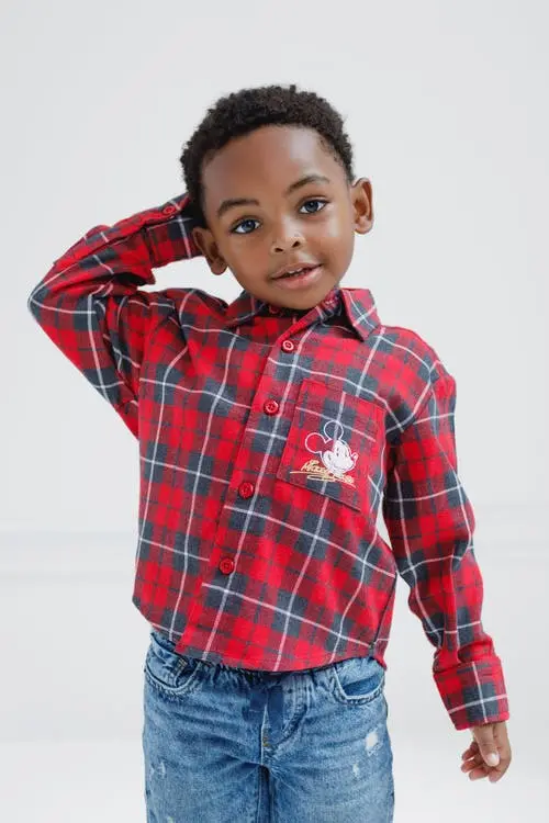 Disney Long Sleeve Button Down Shirt - Mickey Mouse Red
