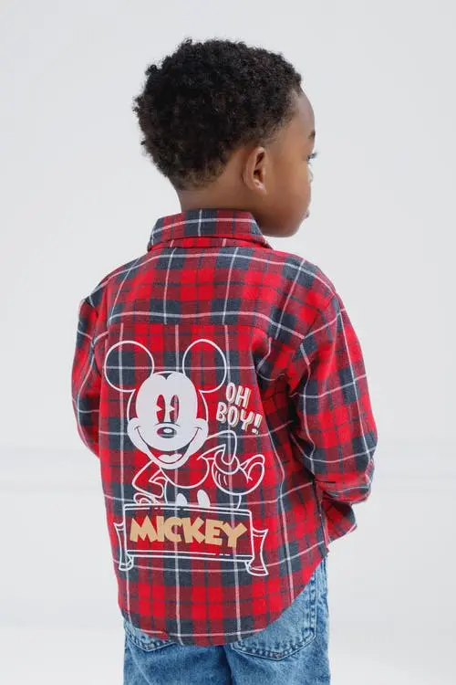 Disney Long Sleeve Button Down Shirt - Mickey Mouse Red