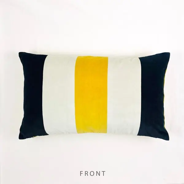 MELLOWWORKS Rugby Stripe Lumbarpillow Cover - Black White Yellow