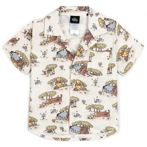 Disney Winnie The Pooh Short Sleeve Button Down Shirt - Beige