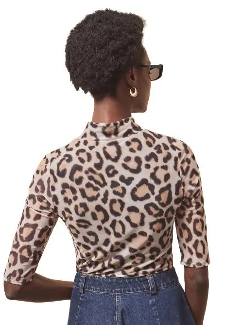 RO&ZO Long Sleeve Print Mesh Top