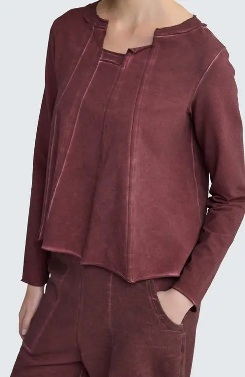 LUUKAA Drishti Asymmetrical Blouse - Mulberry Red