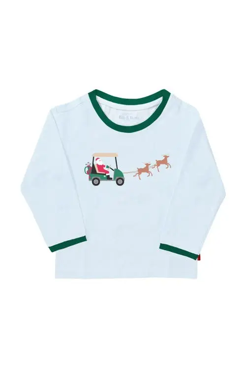 BITS & BOWS Golf Cart Santa Long Sleeve T-shirt - Blue
