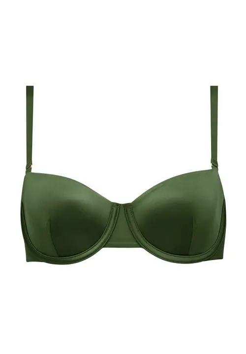 CUUP The Balconette Satin Bra - Vine Shine