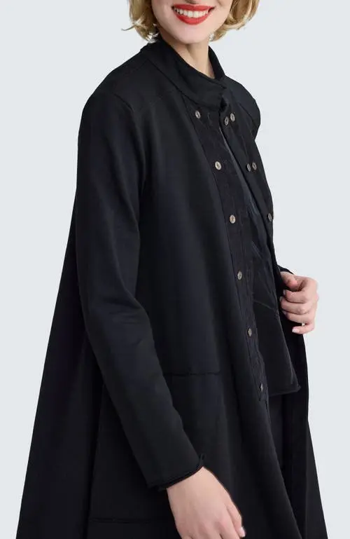 LUUKAA Asymmetric Cotton Jersey Jacket - Black