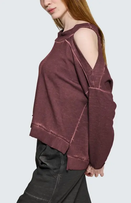 LUUKAA Asymmetrical One-shoulder Pullover - Mulberry Red
