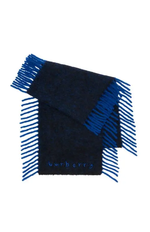Burberry Alpaca Wool Blend Happy Scarf - Firth Blue/black