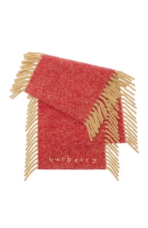 Burberry Alpaca Wool Blend Happy Scarf - Sand Beige/post Red