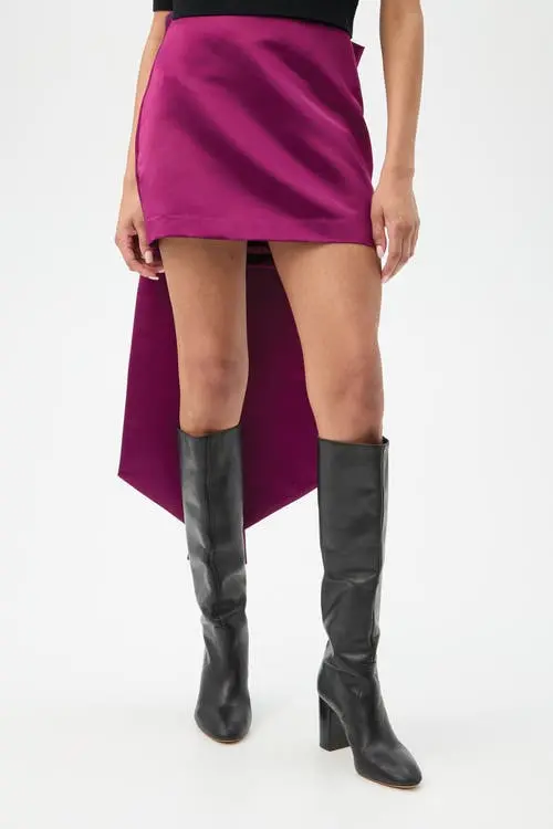 Trina Turk Satin Mini Skirt With Bow Detail