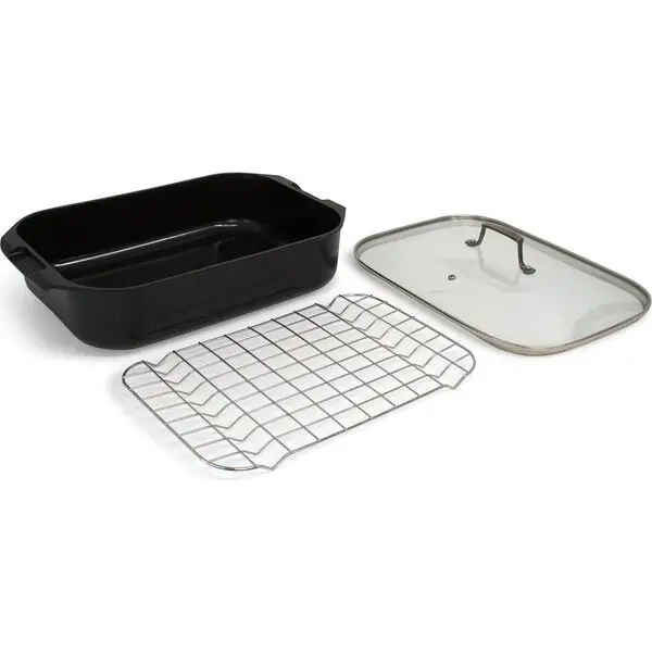 BLU. Roasting Pan With Lid And Roasting Rack - Black