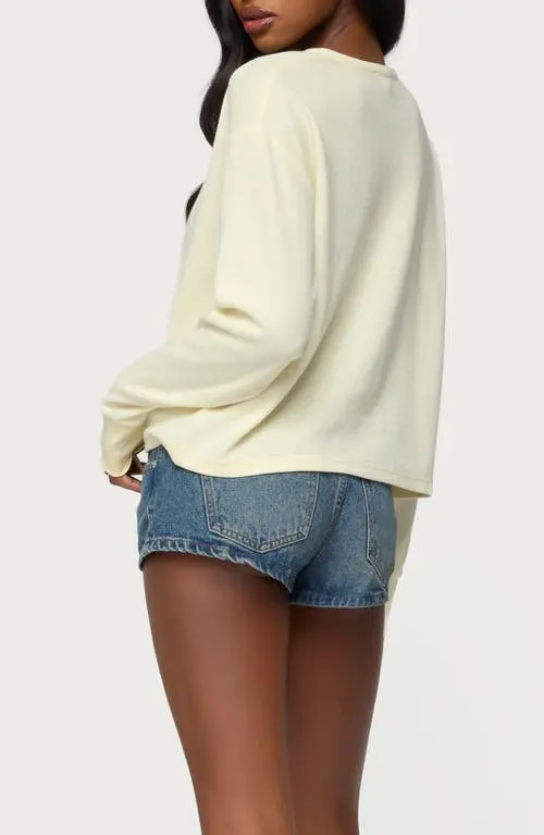 EDIKTED Deni Long Sleeve Waffle Stitch Henley - Yellow