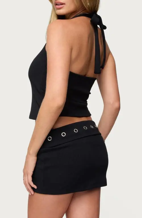 EDIKTED Grommet Trim Halter Top - Black