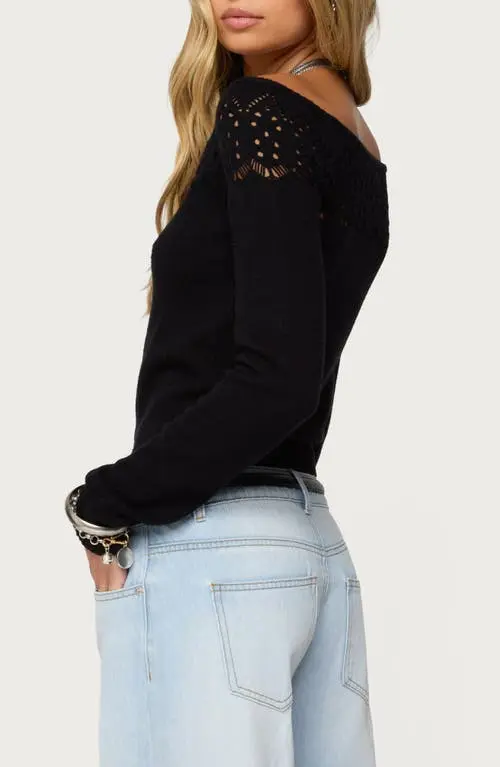 EDIKTED Lillis Boat Neck Crop Sweater