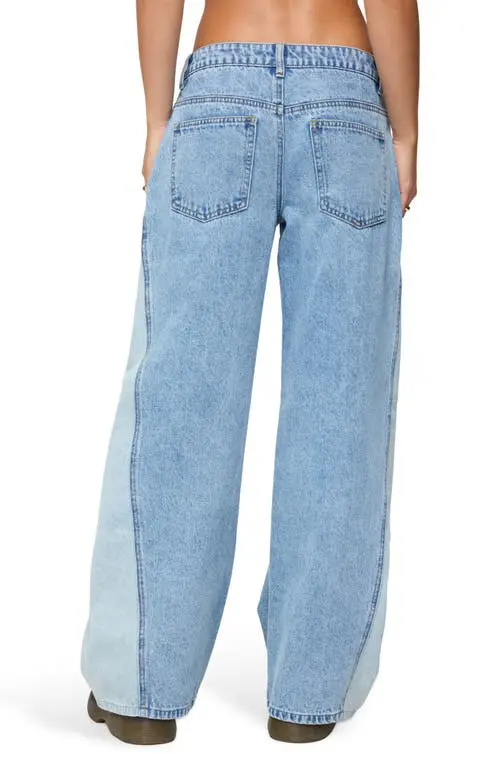 EDIKTED Genna Contrast Panel Wide Leg Jeans