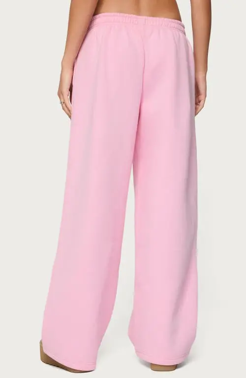 EDIKTED Logo Wide Leg Sweatpants - Pink