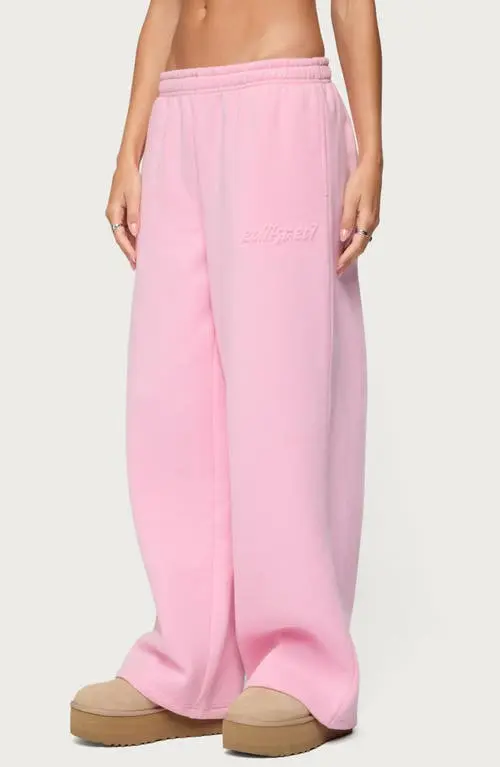 EDIKTED Logo Wide Leg Sweatpants - Pink