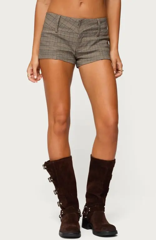EDIKTED Ayvey Plaid Low Rise Shorts