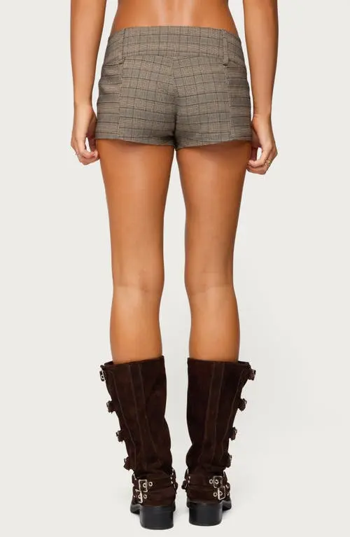 EDIKTED Ayvey Plaid Low Rise Shorts