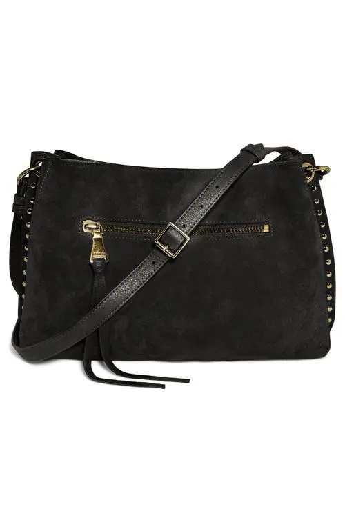 AIMEE Roma Suede Shoulder Bag - Black Suede
