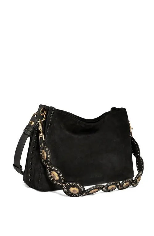 AIMEE Roma Suede Shoulder Bag - Black Suede