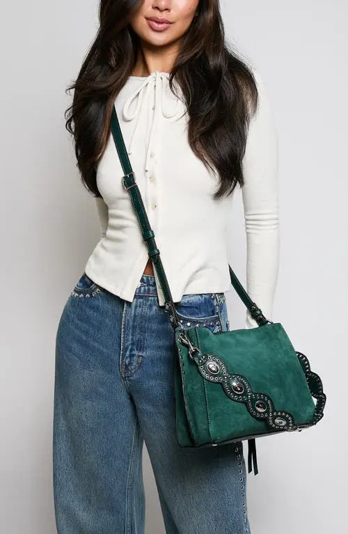 AIMEE Roma Shoulder Bag - Deep Emerald Suede