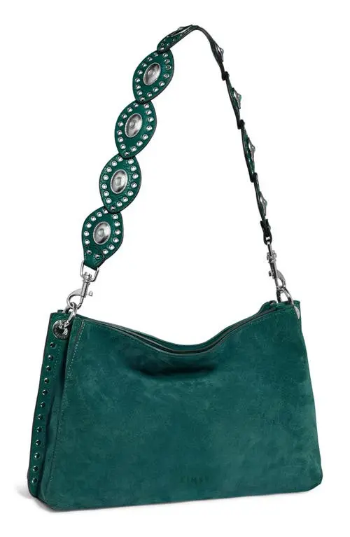 AIMEE Roma Shoulder Bag - Deep Emerald Suede