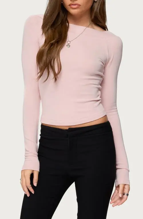EDIKTED Boat Neck Top - Light-pink