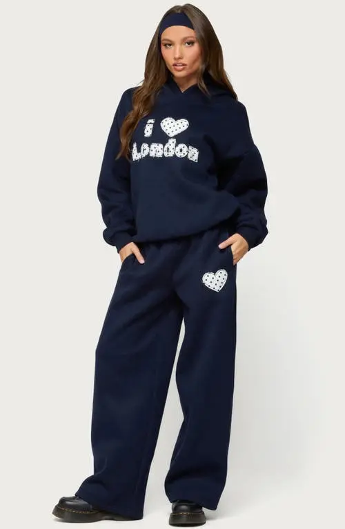 EDIKTED I Heart London Sweatpants - Navy