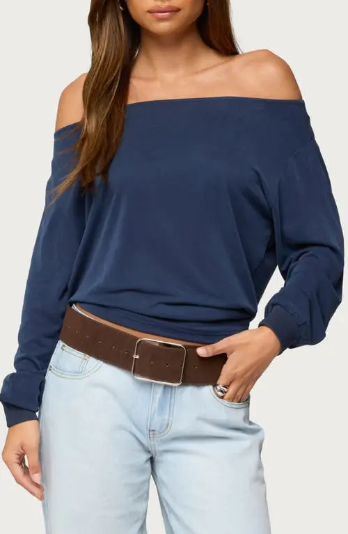 EDIKTED Nannie Off-the-shoulder Top - Navy