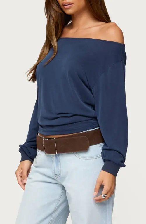 EDIKTED Nannie Off-the-shoulder Top - Navy